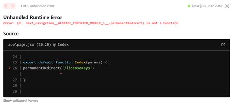 Nextjs Nextjs 134 Permanentredirect Is Not A Function Stack Overflow