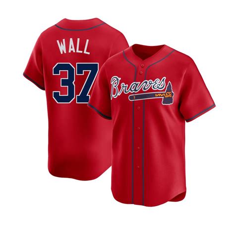 Mens Atlanta Braves 37 Forrest Wall Limited Red Alternate Jersey
