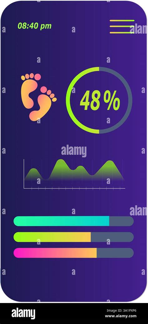 Step Counting App Interface For Mobile Phone Information And