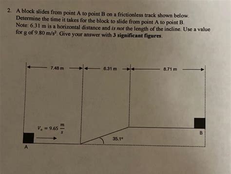 Solved 2 A Block Slides From Point A To Point B On A Chegg Com