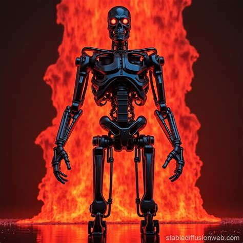 Terminator Standing Up Stable Diffusion Online