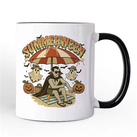 Summerween Vampire Dracula Mug Retro Halloween Beach T