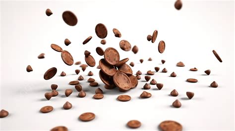 격리된 흰색 바닥에 날아가는 초콜릿 칩의 3d 그림 초콜릿 칩 초콜릿 조각 다크 초콜릿 배경 일러스트 및 사진 무료 다운로드 Pngtree