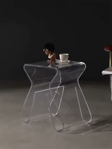 아크릴테이블 투명 틈새 침대옆 반타원 홀로그램 거실 소파 사이드 티 테이블 Youtube