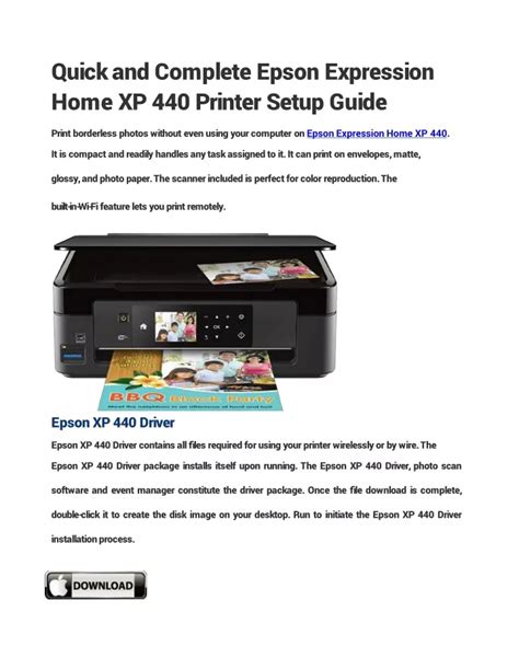 PPT Quick And Complete Epson Expression Home XP 440 Printer Setup Guide PowerPoint
