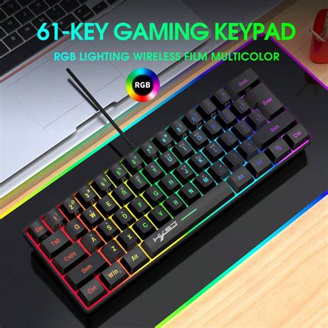 Hxsj 60 Wired Gaming Keyboard Rgb Backlit Mini Keyboard Type C To
