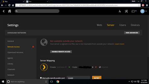Plex Media Server Remote Access Unavailable Plex