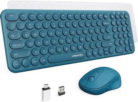 Wireless Keyboard And Mouse Xtremtec Compact Full Size Cute Keyboard Retro Round Keycap 2