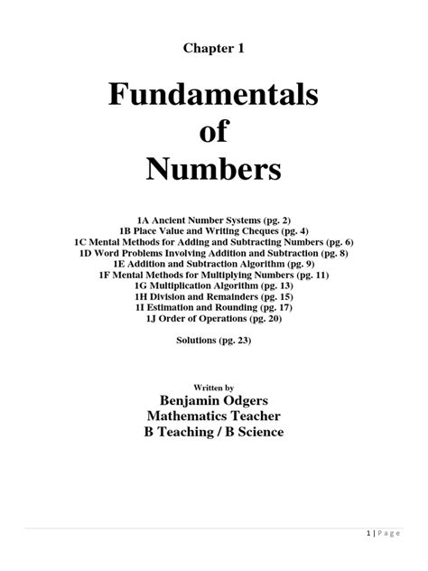 chapter 1 booklet fundamentals of numbers download free pdf multiplication numbers