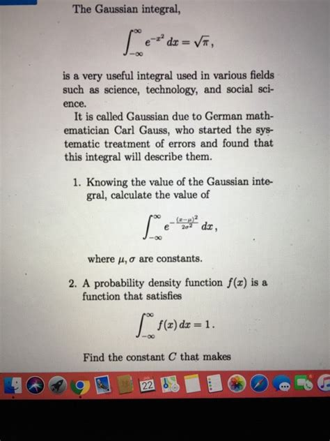 Solved The Gaussian Integral Is A Very Useful Integral Used Chegg