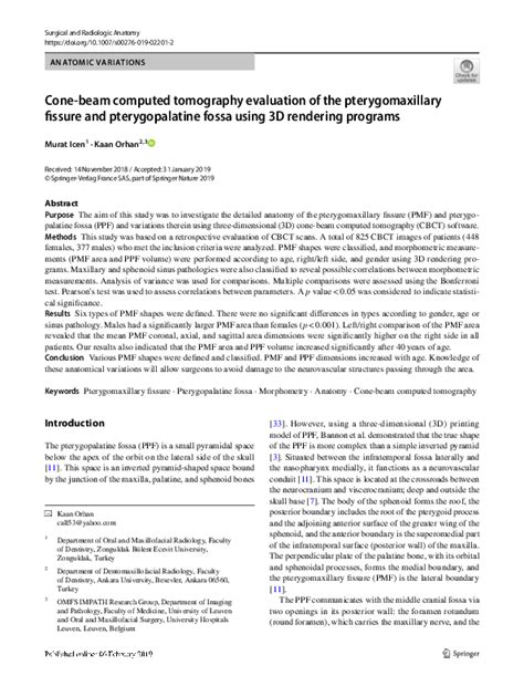 Pdf Cone Beam Computed Tomography Evaluation Of The Pterygomaxillary