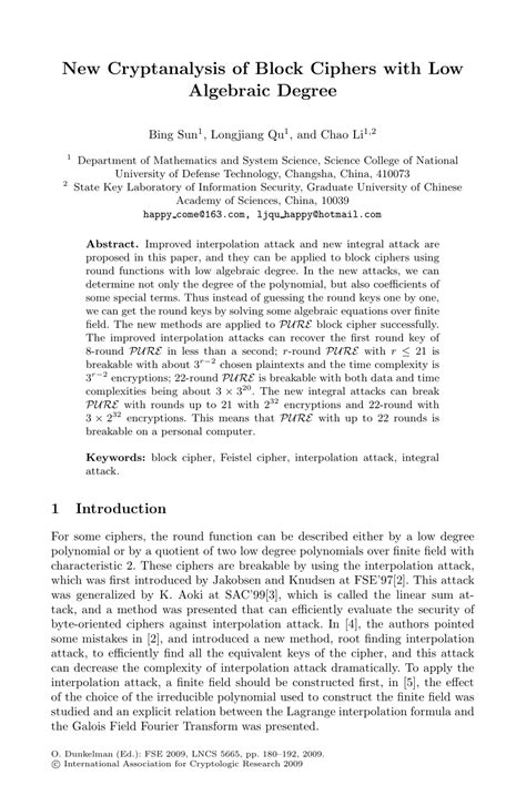 Pdf New Cryptanalysis Of Block Ciphers With Low Algebraic Degree