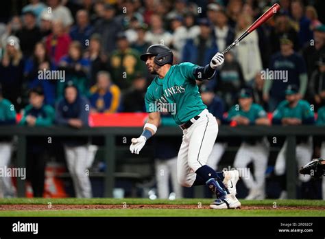 Seattle Mariners Jose Caballero Follows Through On A Two Run Double