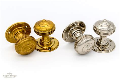 Ringed Brass And Chrome Pairs Of Door Knobs