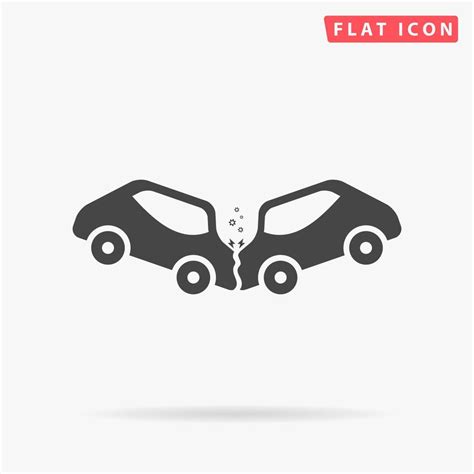 Car Crash And Accidents Simple Flat Black Symbol With Shadow On White