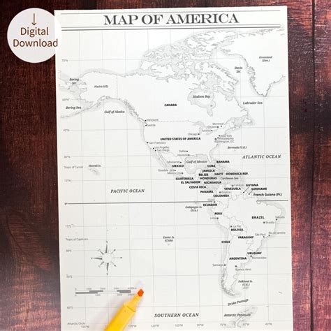Map Of America Poster Download Map Printable Map Black And White Map
