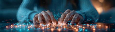 Hands Typing On Futuristic Digital Interface Stock Illustration Illustration Of Cyberpunk