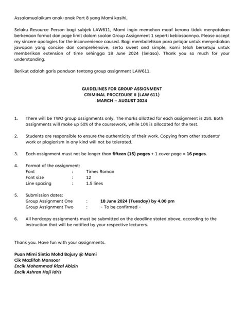 Guidelines For Group Assignment Pdf
