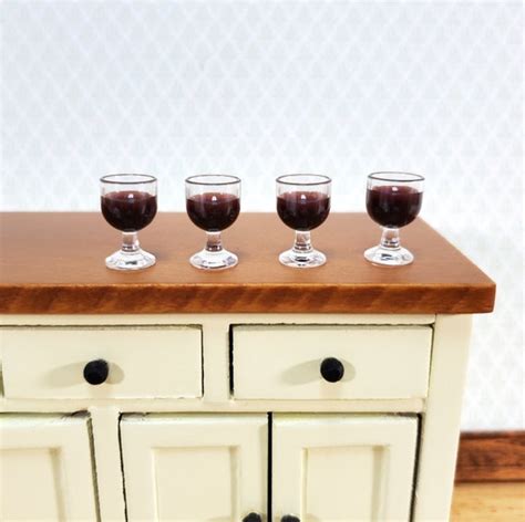 Dollhouse Red Wine Glasses Filled Set Of 4 112 Scale Etsy