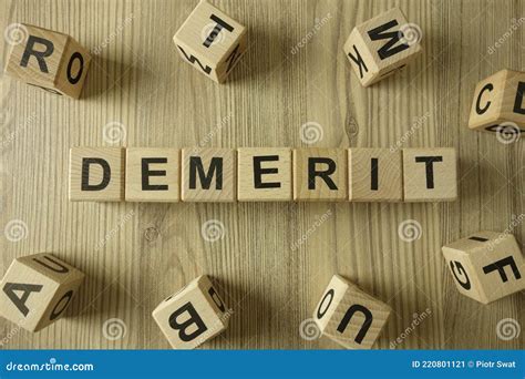 word demerit from wooden blocks stock image image of delinquency