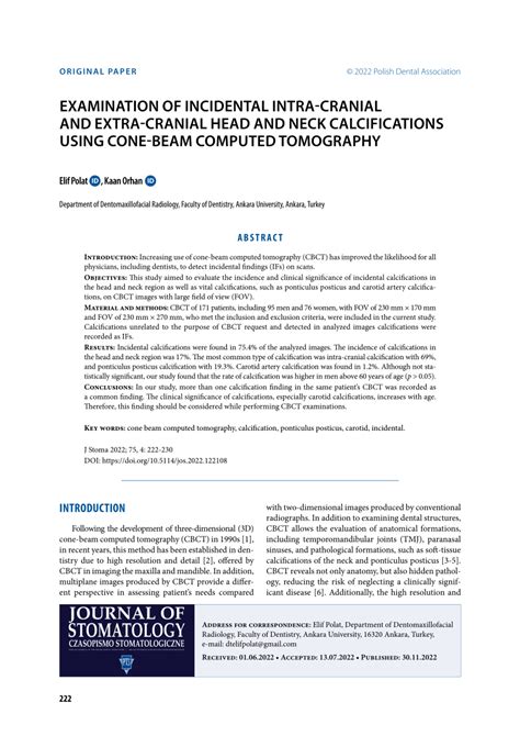Pdf Examination Of Incidental Intra Cranial And Extra Cranial Head