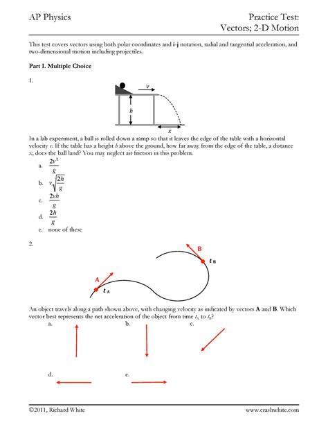 AP Physics Practice Test Motion Studocu