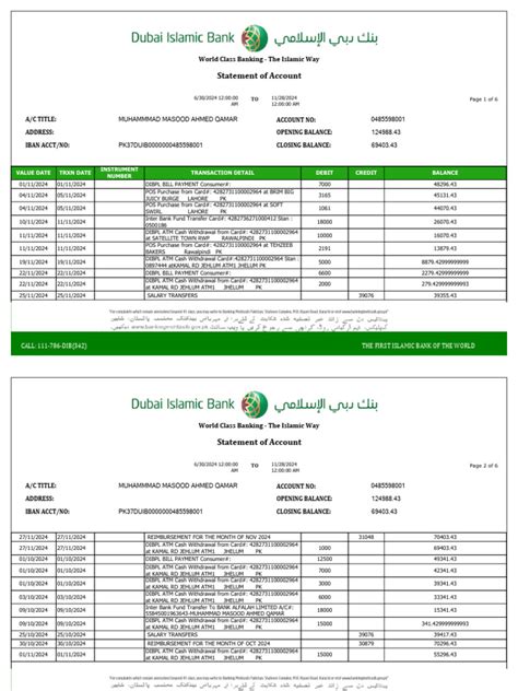 Dibpak Bnk Statement Jul24 To Nov24 Pdf Cash Banks