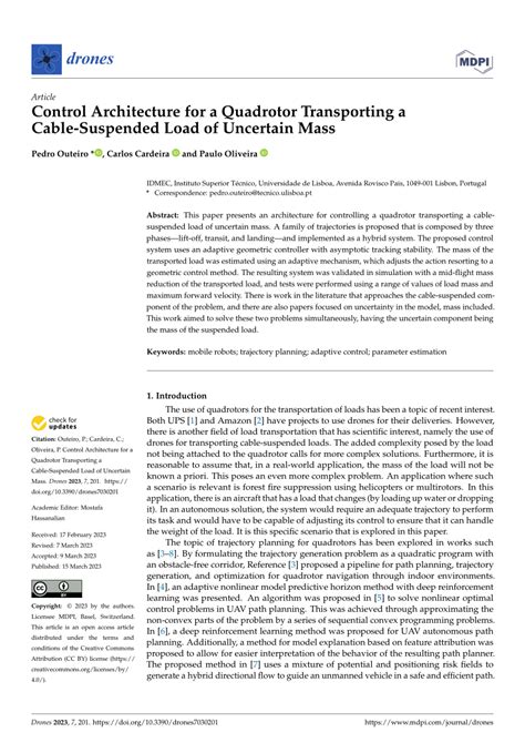 Pdf Control Architecture For A Quadrotor Transporting A Cable