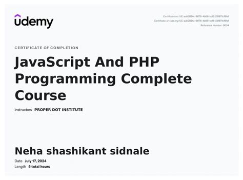 Completed Javascript And Php Course By Udemy Neha Sidnale Posted On The Topic Linkedin
