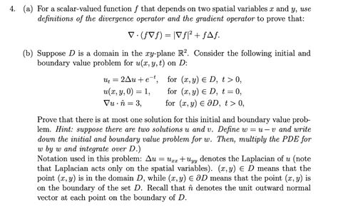 Solved A For A Scalar Valued Function F That Depends On