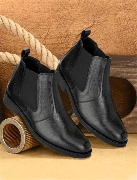 Black Genuine Leather Chelsea Ankle Boots For Men With Premium Quality