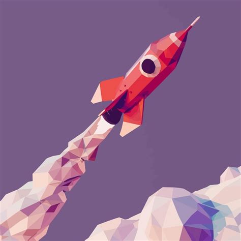 Premium Vector Vectorlowpolyillustrationofredrocketflying