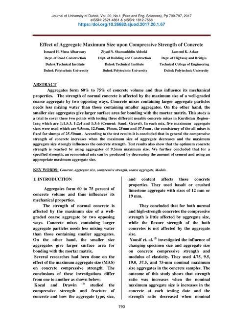 Pdf Effect Of Aggregate Maximum Size Upon Compressive Strength Of Concrete