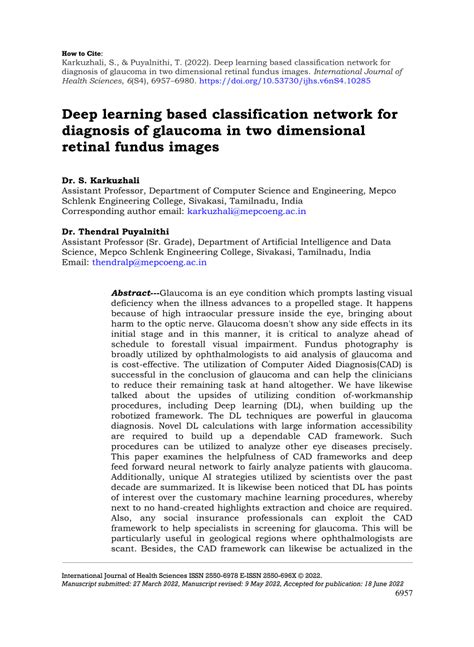 Pdf Deep Learning Based Classification Network For Diagnosis Of Glaucoma In Two Dimensional