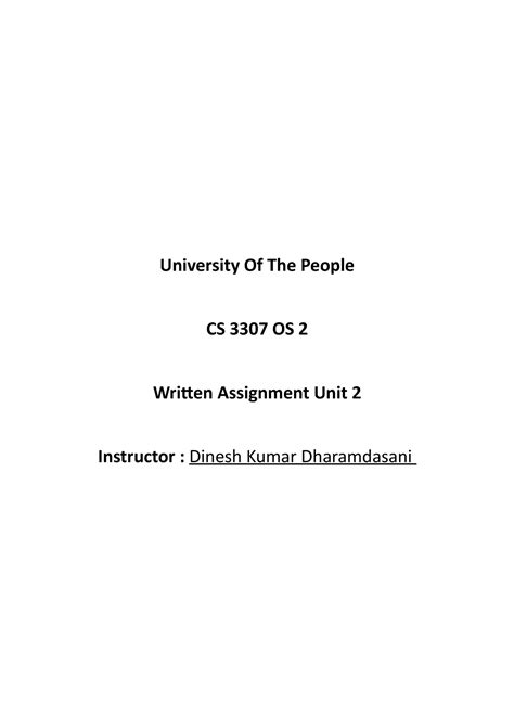 Written Assignment 2 A As Final Result University Of The People Cs 3307 Os 2 Written