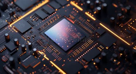 A Detailed View Of A Computer Motherboard Featuring A Cpu Stock Illustration Illustration Of