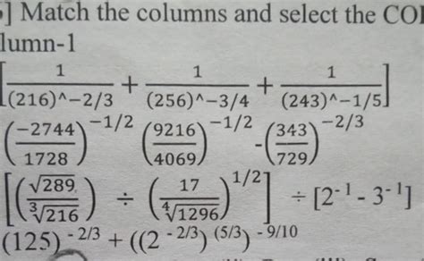 Match The Columns And Select The Co Lumn 1 Begin Array L L