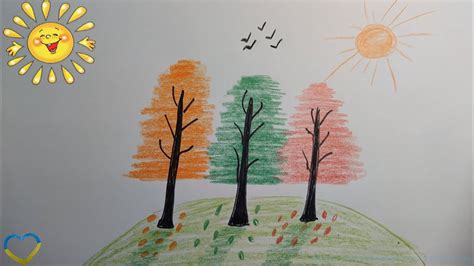 Як намалювати простий малюнок для дітей ОСІНЬ ОСІННІЙ ЛІС How To Draw A Autumn Forest Youtube