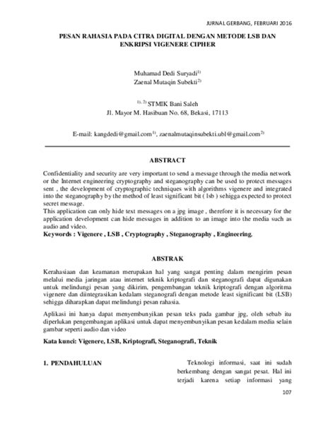 Pdf Pesan Rahasia Pada Citra Digital Dengan Metode Lsb Dan Enkripsi