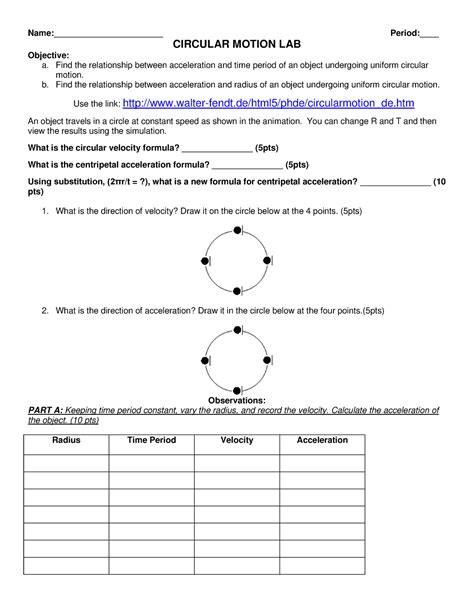 Circular Motion Lab 2018 Name Period Circular Motion Lab