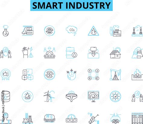 Smart Industry Linear Icons Set Automation Robotics Iot Artificial Intelligence Big Data
