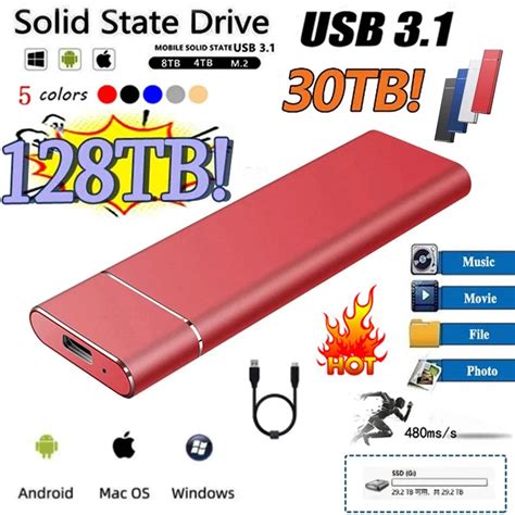Sd 모바일 외장 고속 하드 디스크 Usb 31 C타입 인터페이스 대용량 저장 장치 500gb 2tb 4tb