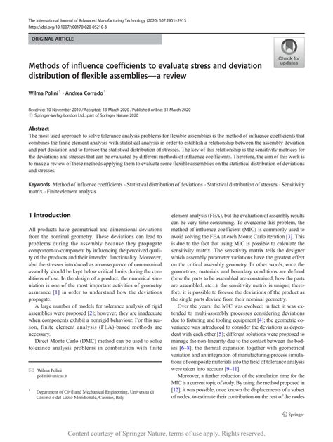 Methods Of Influence Coefficients To Evaluate Stress And Deviation Distribution Of Flexible