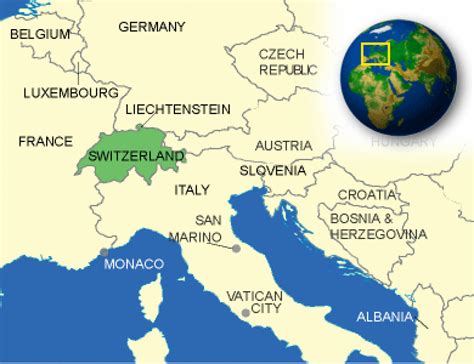 Switzerland On World Map Switzerland Political Map Switzerland World Map