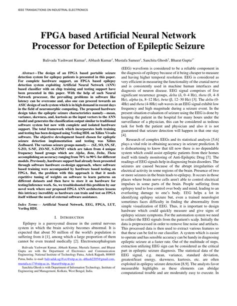 Pdf Fpga Based Artificial Neural Network Processor For Detection Of Epileptic Seizure
