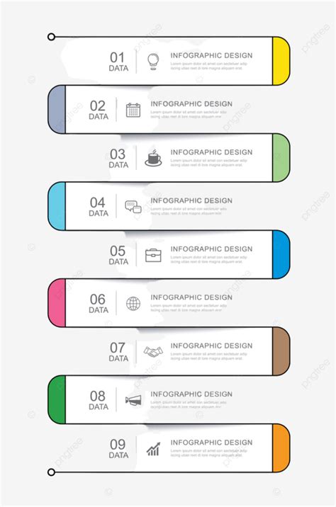 9 Data Infographics Tab Thin Line Index Template Tab Paper Information Png And Vector With