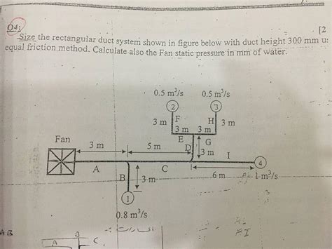 Solved 04 12 Size The Rectangular Duct System Shown In