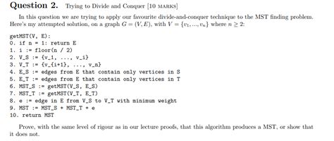 Solved Question 2 Trying To Divide And Conquer 10 Marks
