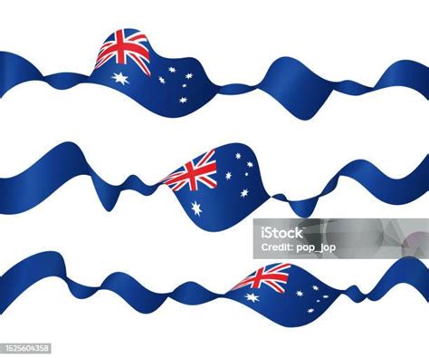 호주의 국기 벡터 흔들리는 리본 배너 세트입니다 흰색 배경에 격리 3차원 형태에 대한 스톡 벡터 아트 및 기타 이미지 3차원 형태 국가 관광명소 기 Istock