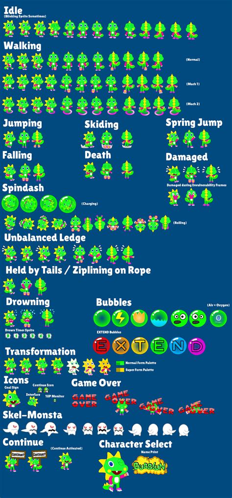 Bubblun Sprites Also Including Skel Monsta By Bubblunthedragon On